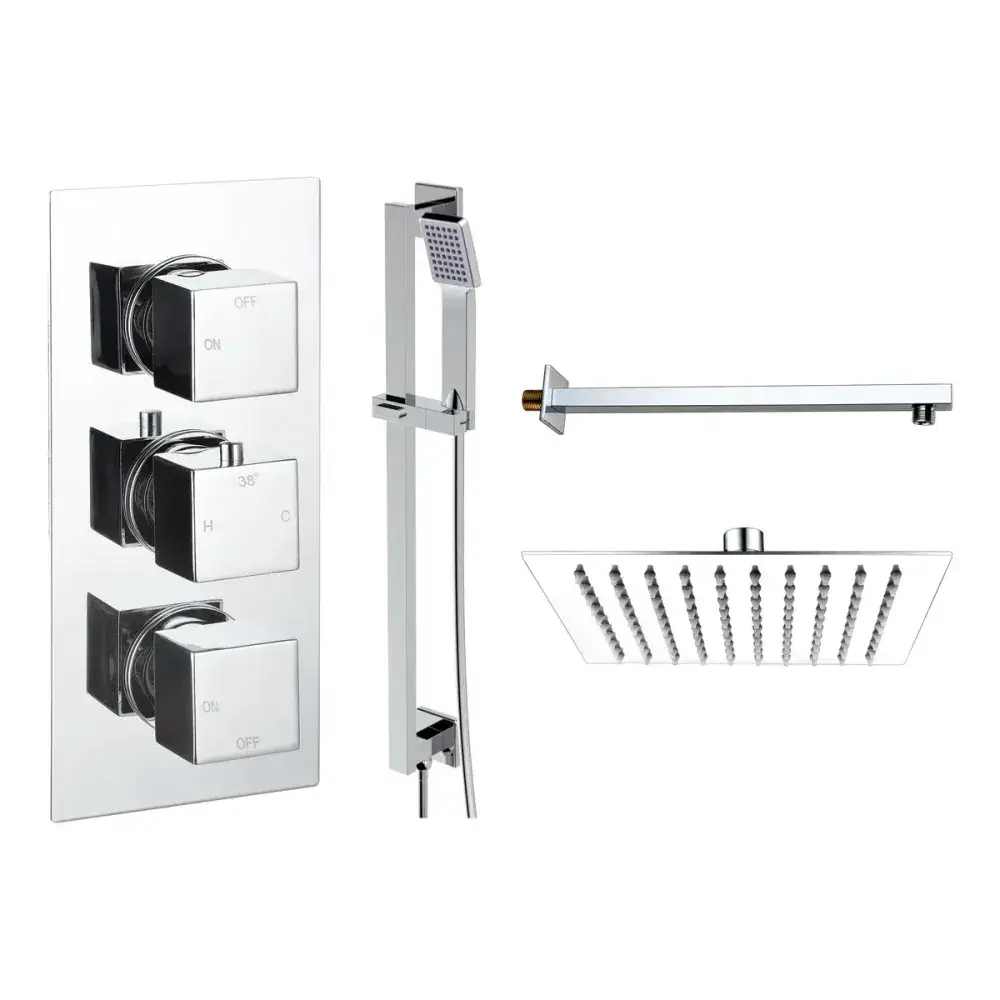 Florida Square Shower Valve & Kit Pack 3 - Chrome