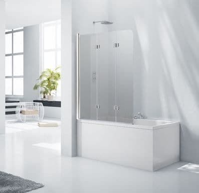 Frontline Aquaglass 1200mm 3 Fold Bath Screen Right or Left Hand Clear ...