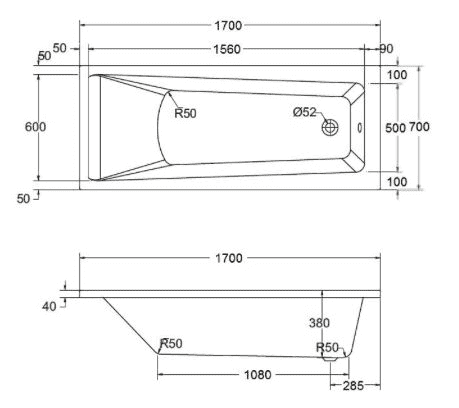 Frontline Atlanta Single Ended Bath Various Sizes Reinforced Strength ...