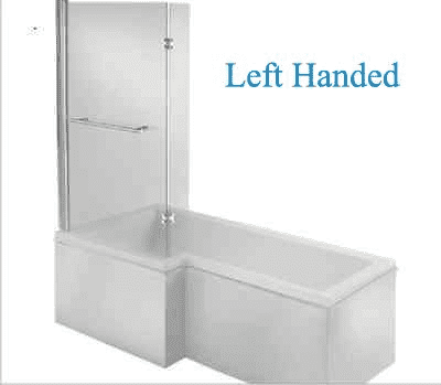 Frontline Blok L-Shape Square Shower Bath Pack with Chrome Screen & Panel