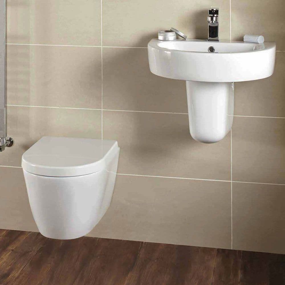 Frontline Emme Wall Hung Toilet Pan & Soft Close Seat | Bathcenter