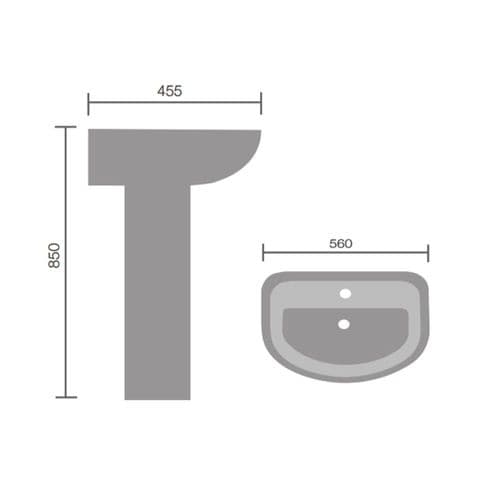 Frontline Monty Basin With Full Pedestal - 560mm Wide - White - 1 or 2 ...