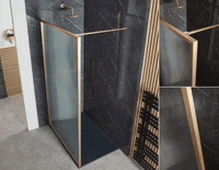 Frontline Velar Fluted Brushed Brass 1200mm Walk in Shower Screen