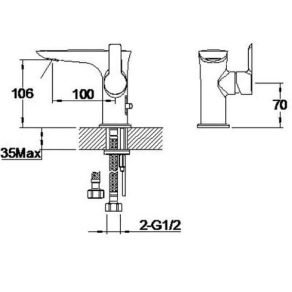 Frontline Vido Mono Basin Mixer Tap With Click Clack Waste - Various Colour