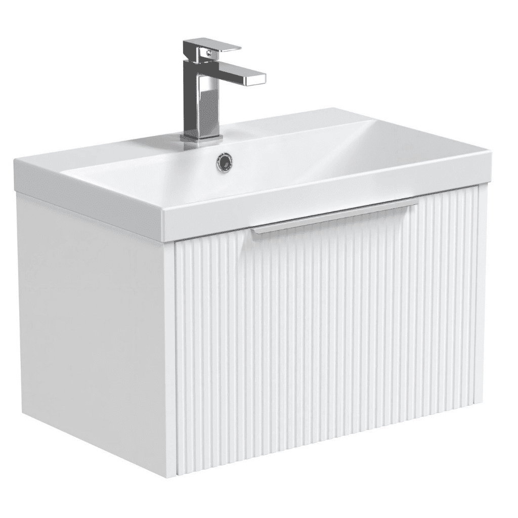 Garda 500mm Waterproof Fluted Wall Hung Vanity Unit - White
