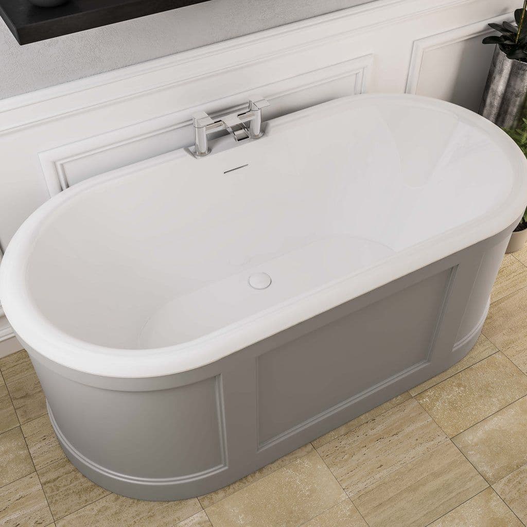 Hampton Matt Grey & White Classic Freestanding Bath
