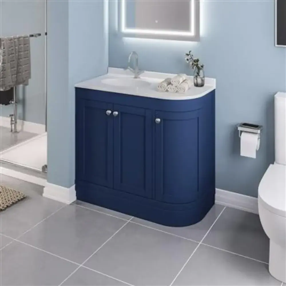 Hardwick 90CM Curved Edge Unit - Matt Blue - Left or Right Hand