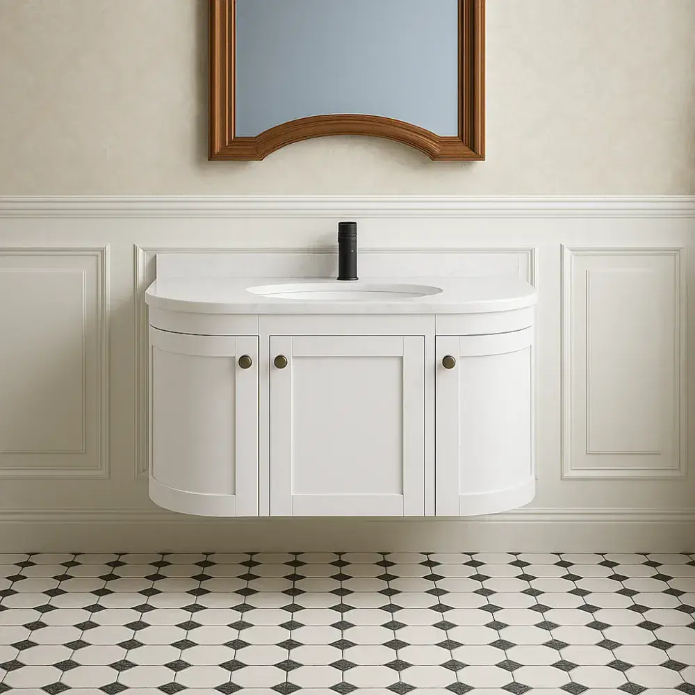 Hardwick 90CM Traditional Wall Hung Vanity Unit - Matt White