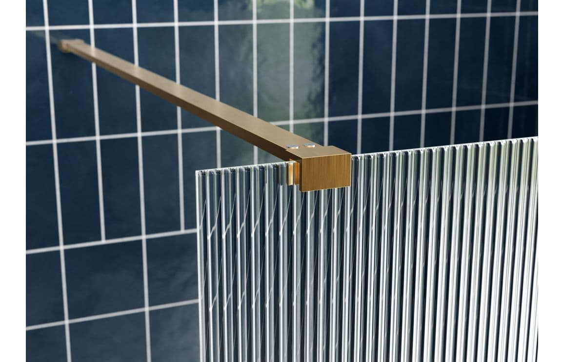 Iconplus Fluted Brushed Brass 1200mm Walk in Shower Screen Optional ...