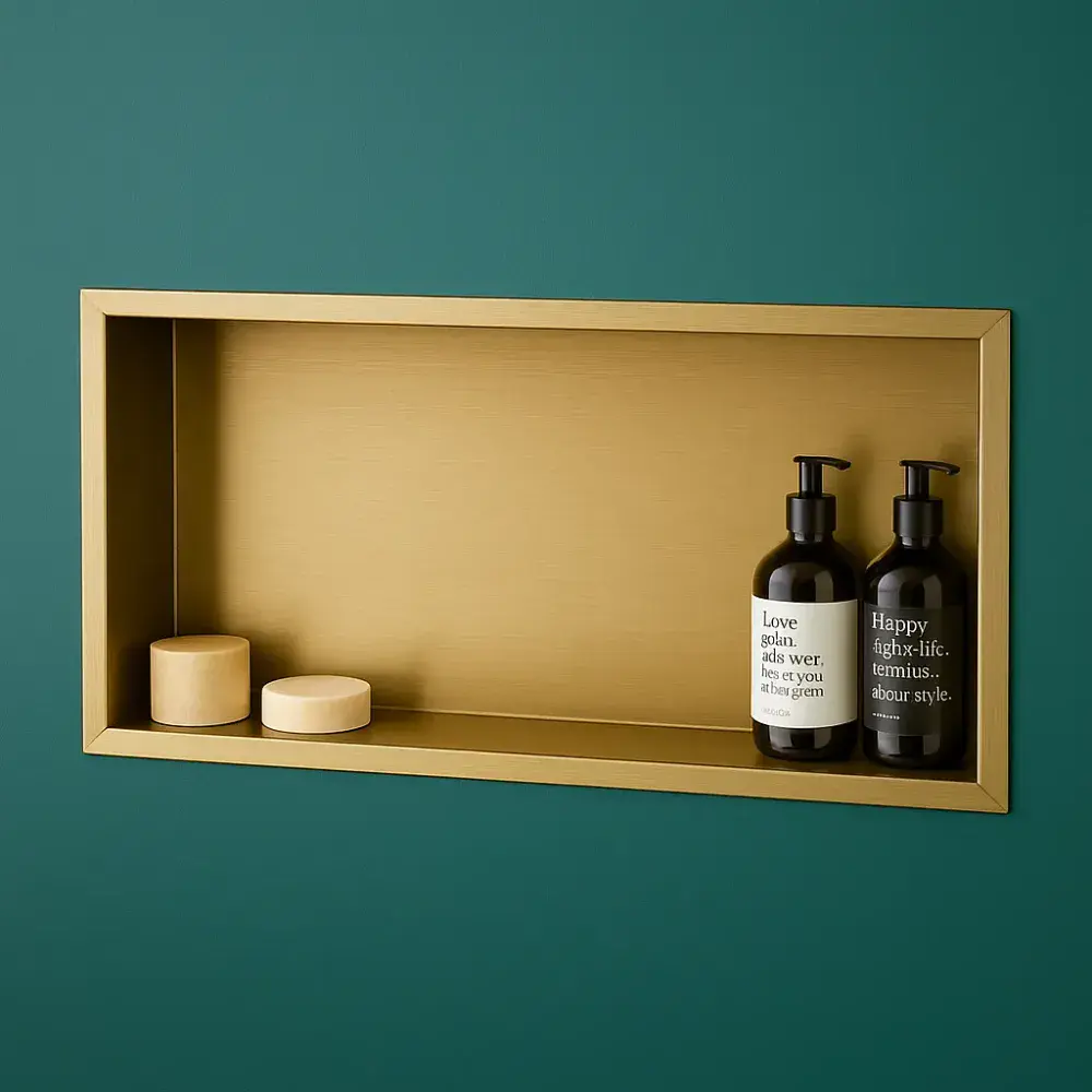 Inset Shower Niche Brushed Brass - Stainless Steel