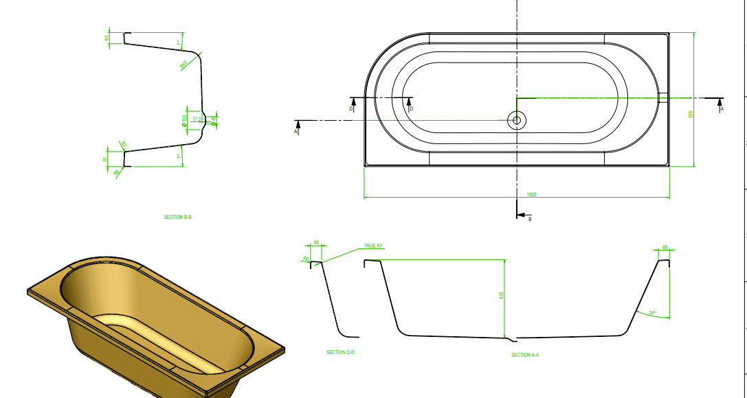 J-Bath Back To Wall Corner Bath 1650mm x 725mm Left or Right Handed