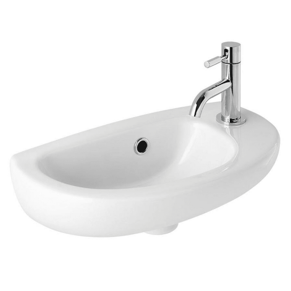 Kompact 41cm x 21cm Right Hand RH 1 Tap Hole Cloakroom Basin with ...