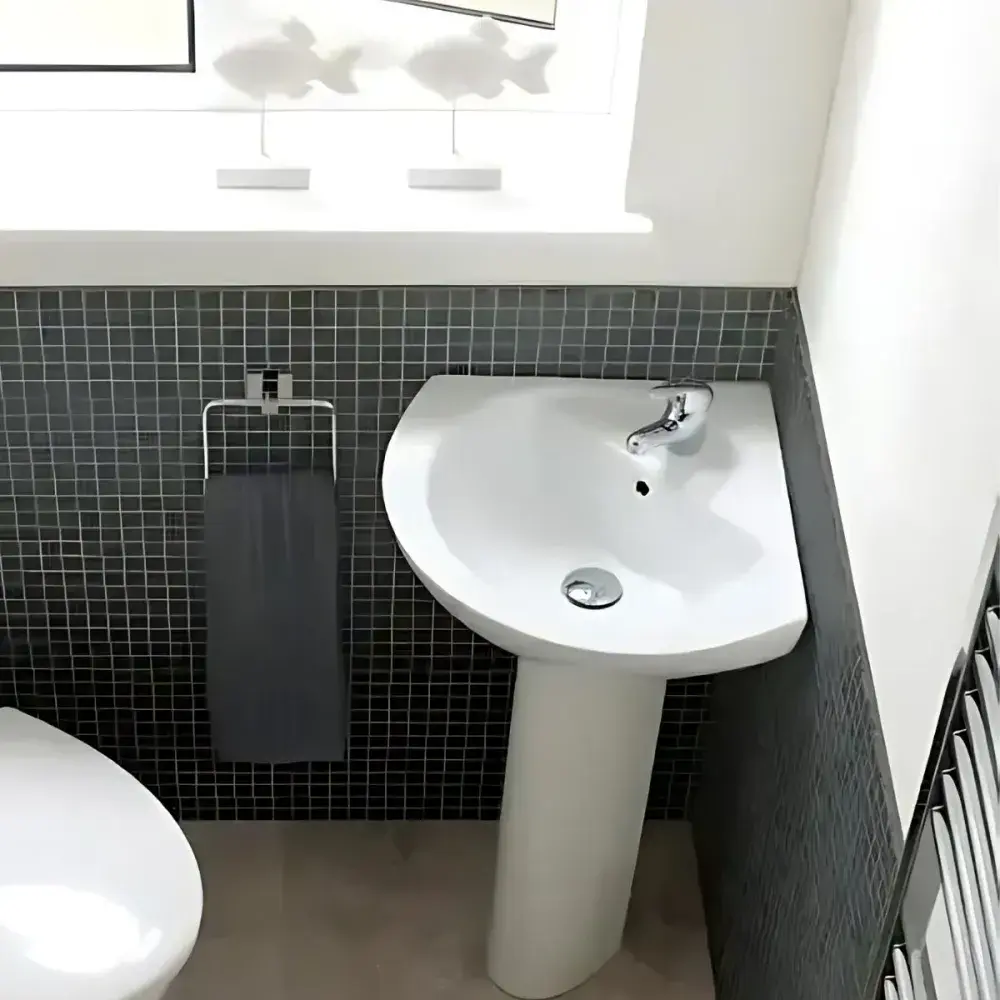 Loire Corner Basin and Pedestal 1 or 2 Tap Holes