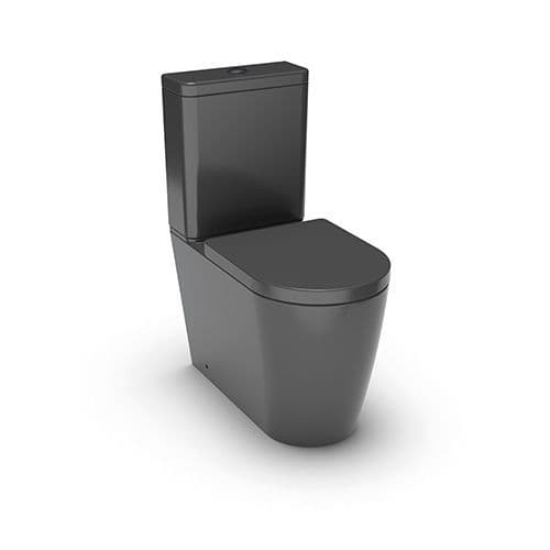 Matt Black Rimless Close Coupled Toilet inc Soft Close Seat