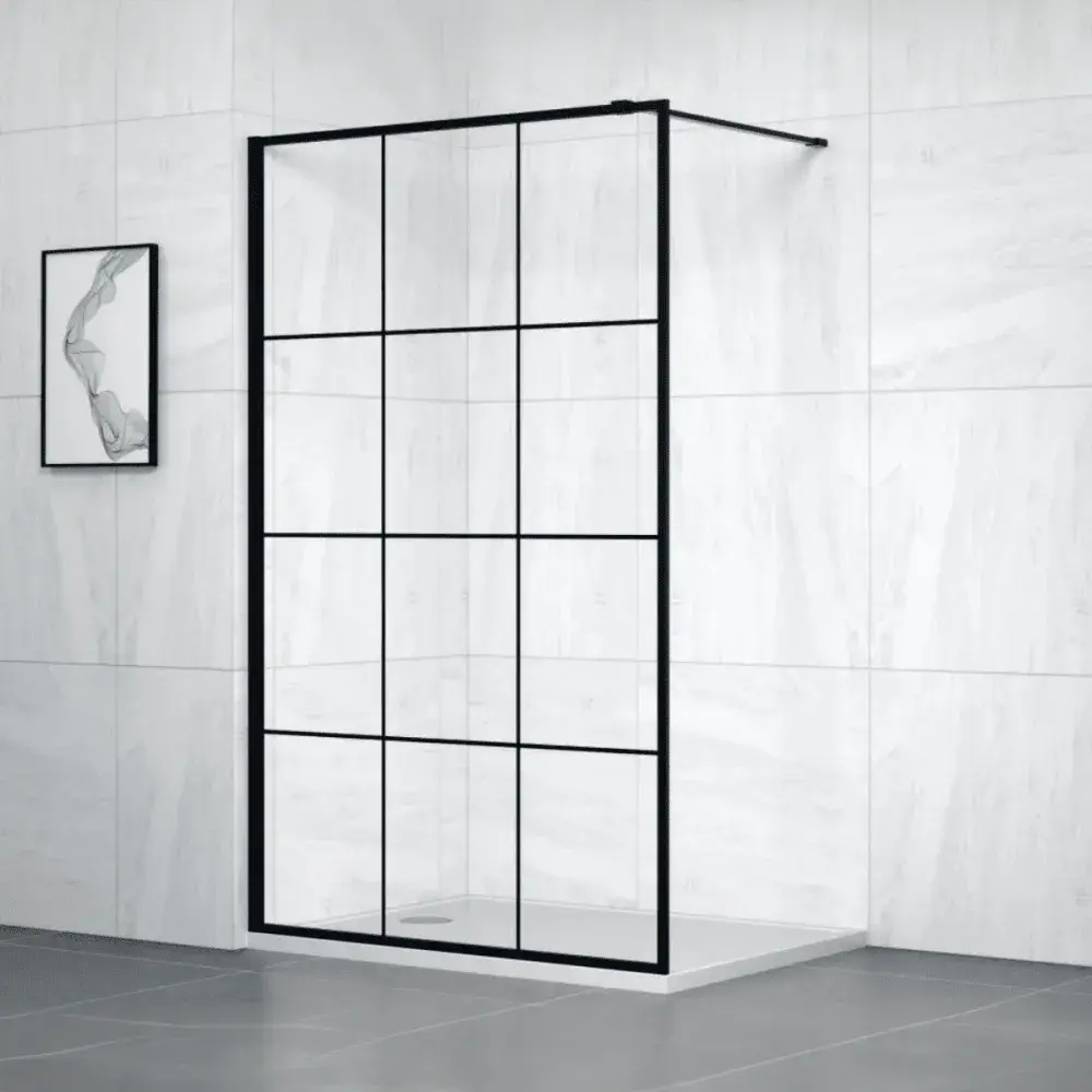 Matt Black Framed Easy Clean 8mm Glass Wet Room Shower Screen Various Sizes