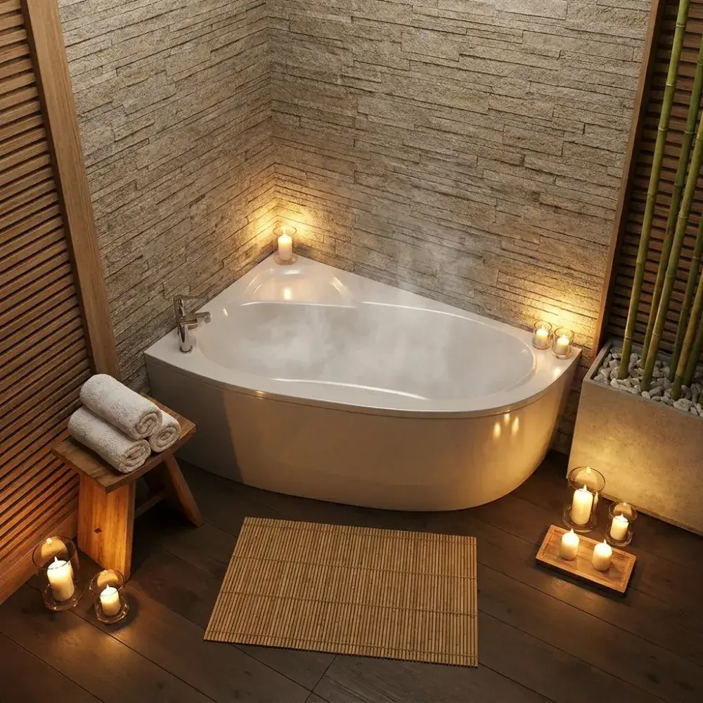 Merrill 1500 x 950mm Offset Corner Bath Left or Right Hand inc Legs ...