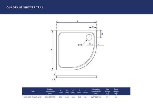 Midas Brushed Brass Quadrant Shower Enclosure - 800mm or 900mm