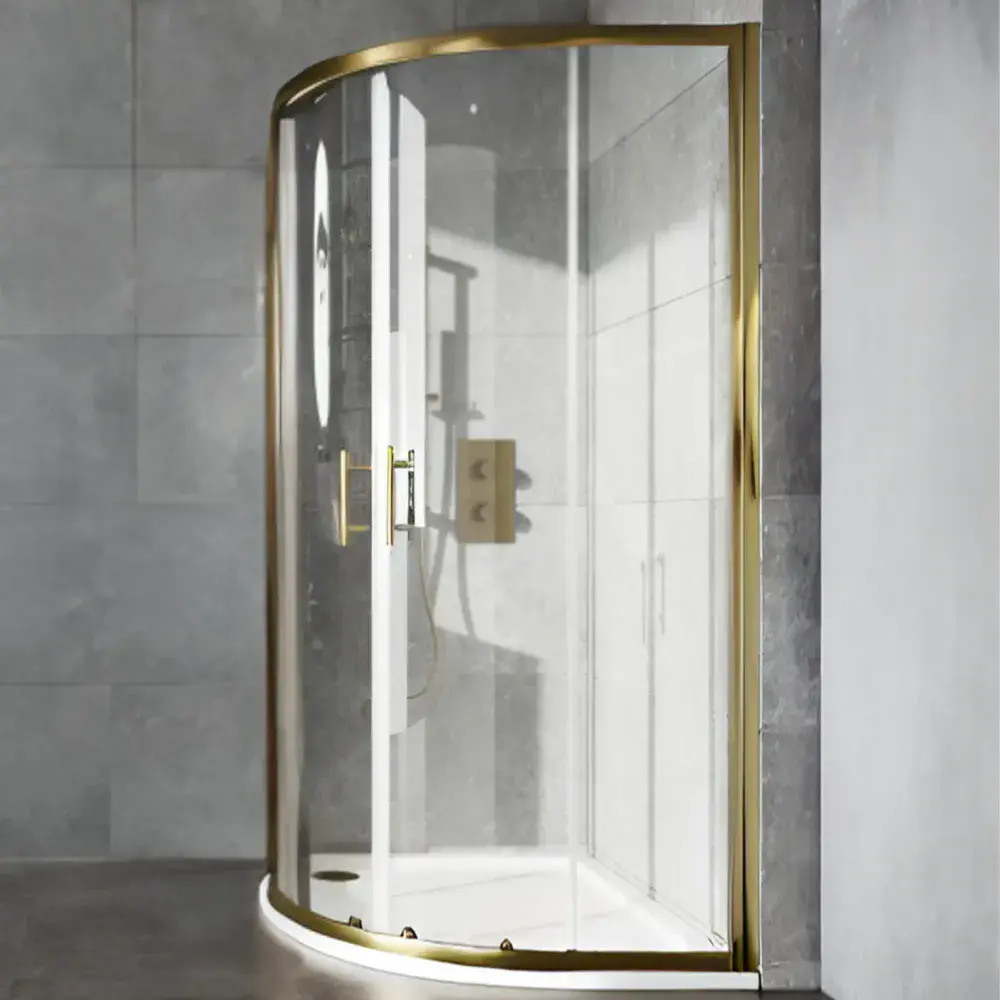 Midas Brushed Brass Quadrant Shower Enclosure - 800mm or 900mm