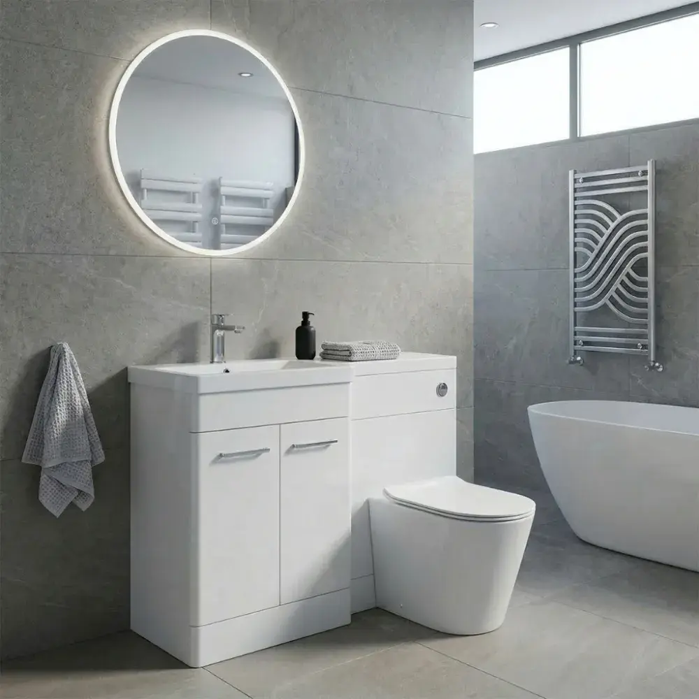 Narvik 1100mm Waterproof L-Shape Suite - White | Basin & Units