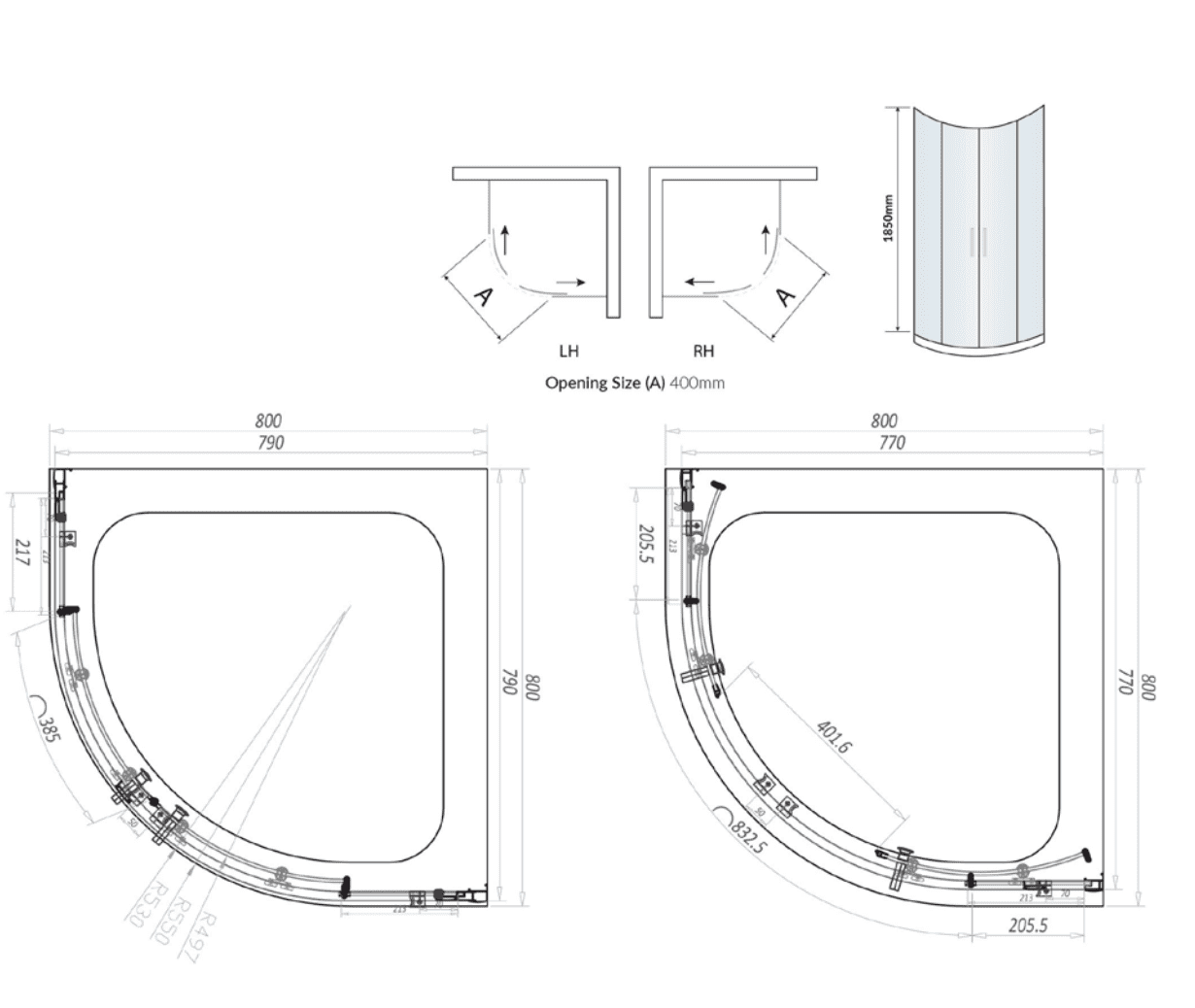Matt Black Quadrant Shower Enclosure - 2 Doors - 6mm Glass - 900mm ...