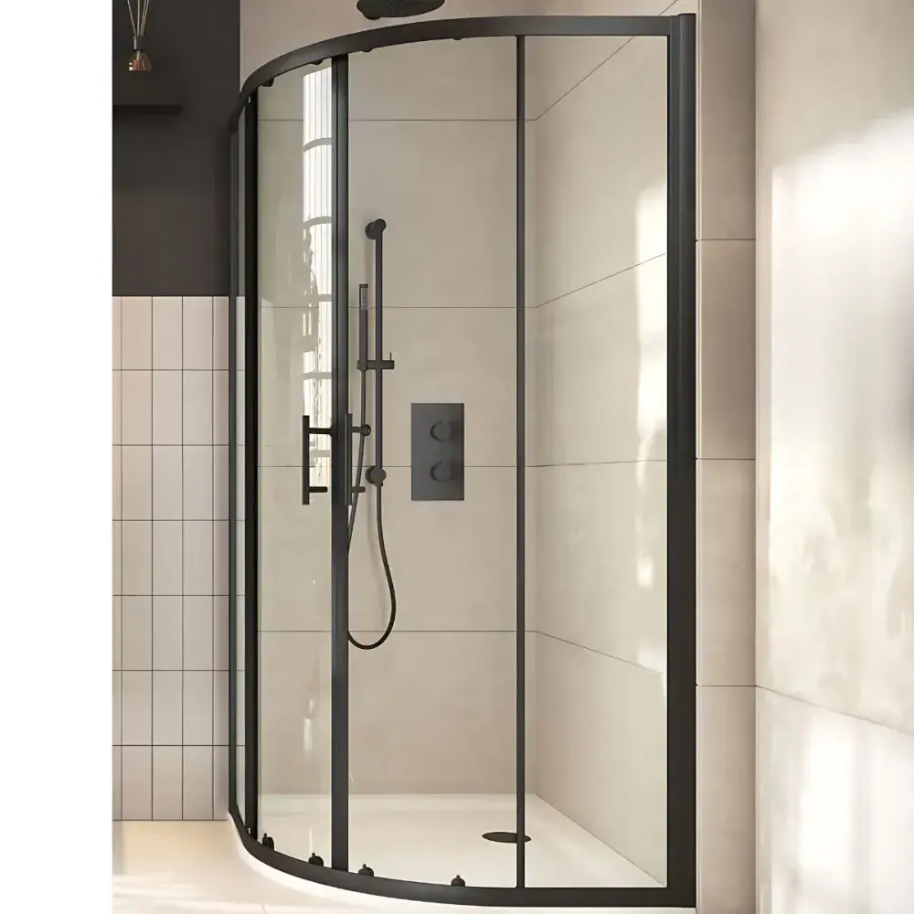 Matt Black Quadrant Shower Enclosure - 2 Doors - 6mm Glass - 900mm ...