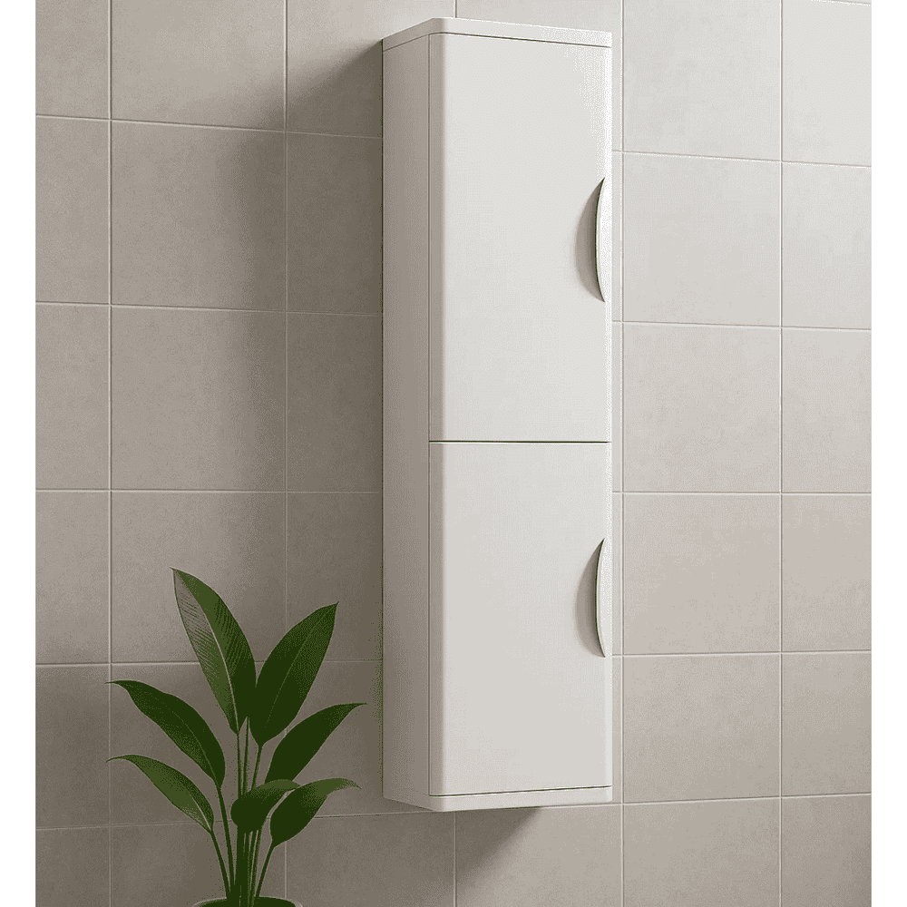 Parade 350mm Wall-Hung Tall Storage Unit - Gloss White | Bathcenter