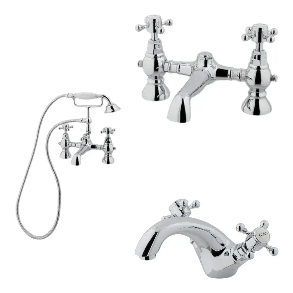 Portobello Chrome Bathroom Tap Set - Basin Mixer Bath Filler & Bath ...