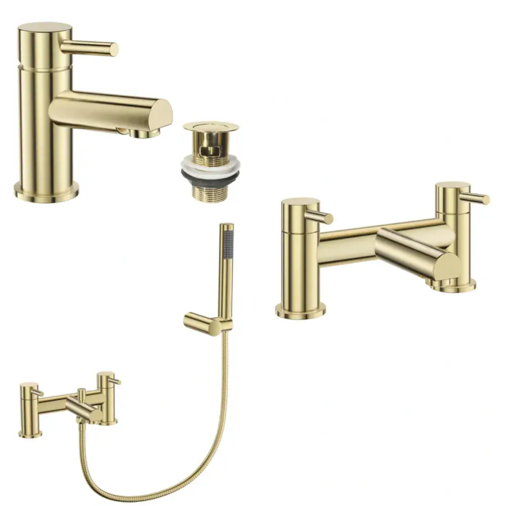 Premier Brushed Brass Bathroom Tap Pack