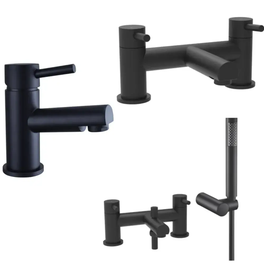 Premier Matt Black Bathroom Tap Pack