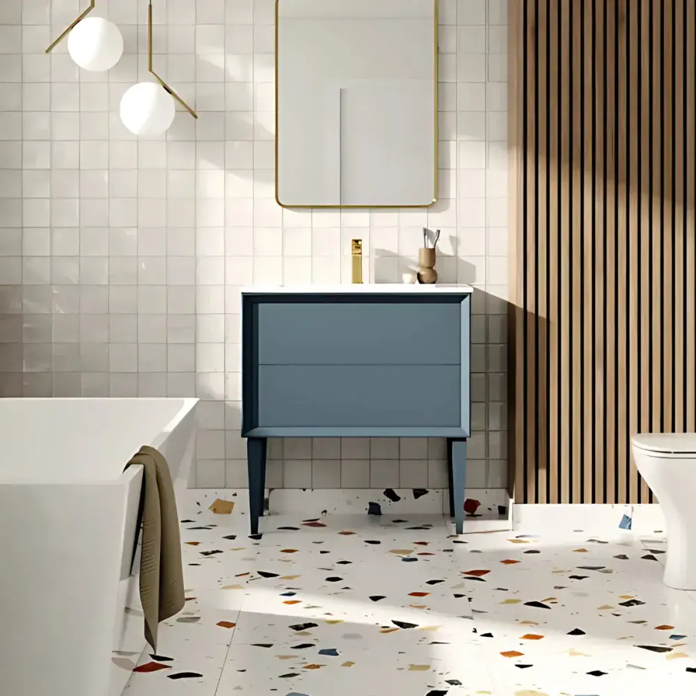 Riser 815mm 2 Drawer Wall Hung Basin Unit Matt Storm Blue