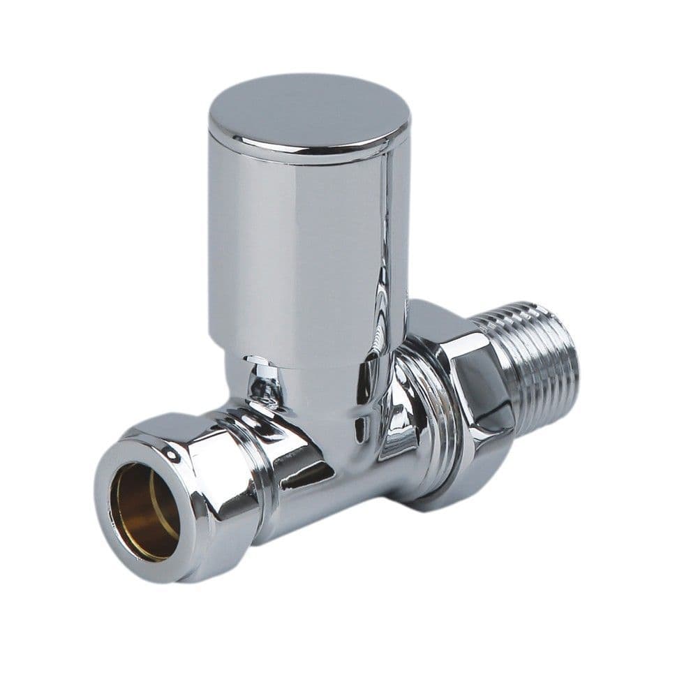 Round Chrome Straight Radiator Valves Pair