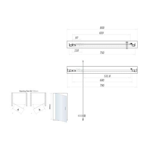 S6 Black 6mm Pivot Shower Door Enclosure Optional Side Panel Various Sizes