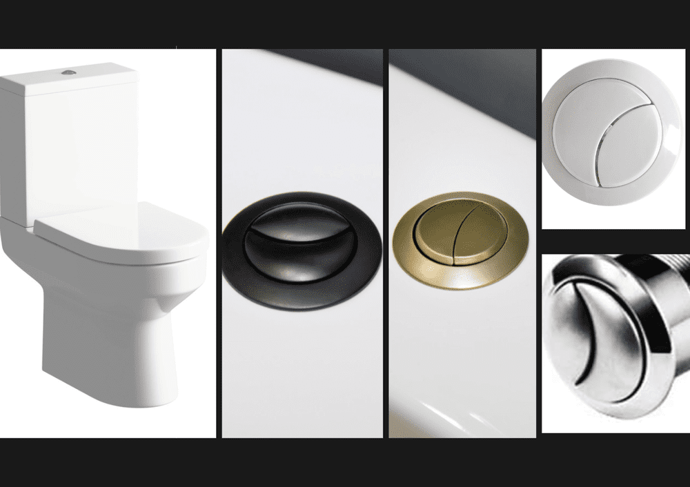 Serpens Rimless Toilet with Optional Colour WC Push Button