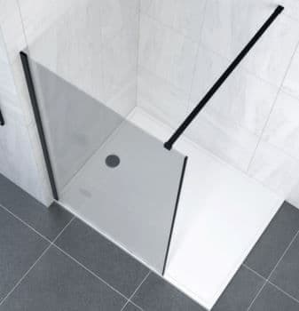 Smoked Walk In Shower Panels - Black Profile