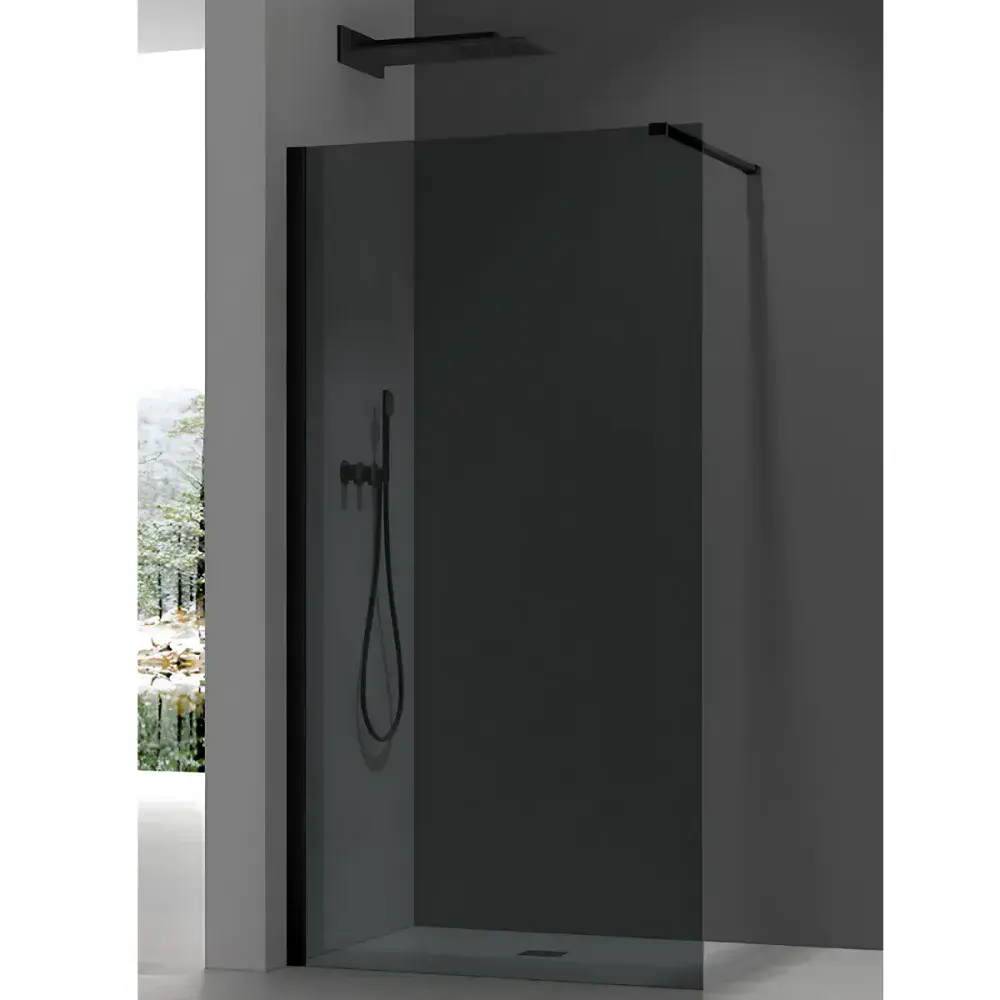 Smoked Walk In Shower Panels - Black Profile