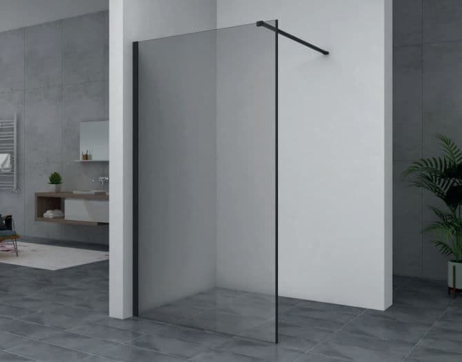 Smoked Walk In Shower Panels - Black Profile