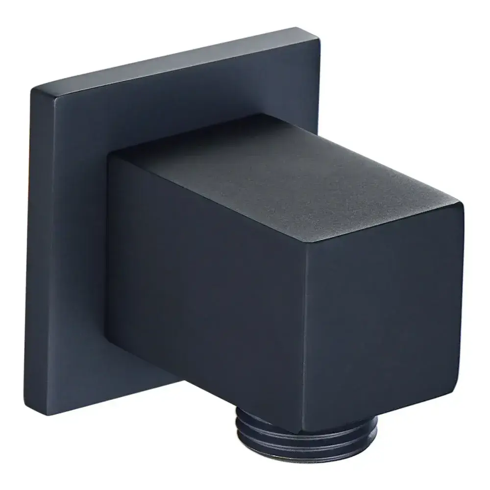 Square Wall Outlet Elbow - Matt Black