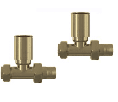 Straight Radiator Valves pair Brushed Brass