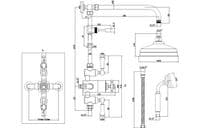 Traditional Brushed Brass Exposed Twin Outlet Shower with Shower Head ...