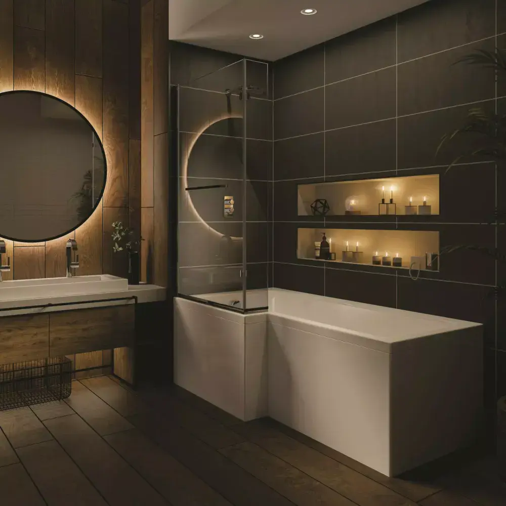 Trojan Solarna 1700mm L Shaped Shower Bath Pack