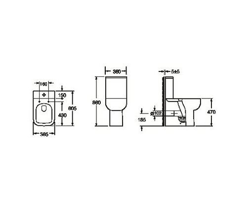 Ultra 600 Comfort Height Close Coupled Modern Toilet with Push Button ...