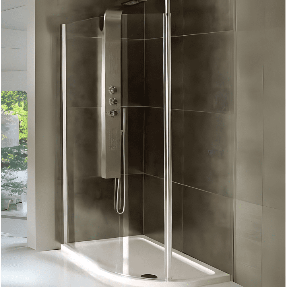 Valliant Round Pole Walk In Offset Wetroom Glass Screen Various Sizes