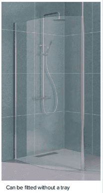 Valliant Round Pole Walk In Offset Wetroom Glass Screen Various Sizes