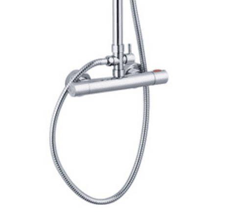 Velone Thermostatic Bar Mixer with Round Handset and Overhead Shower
