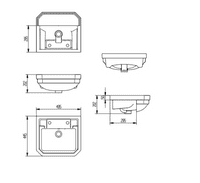 Victorian Style 495 x 455mm Semi Recessed Basin 2 Tap Holes