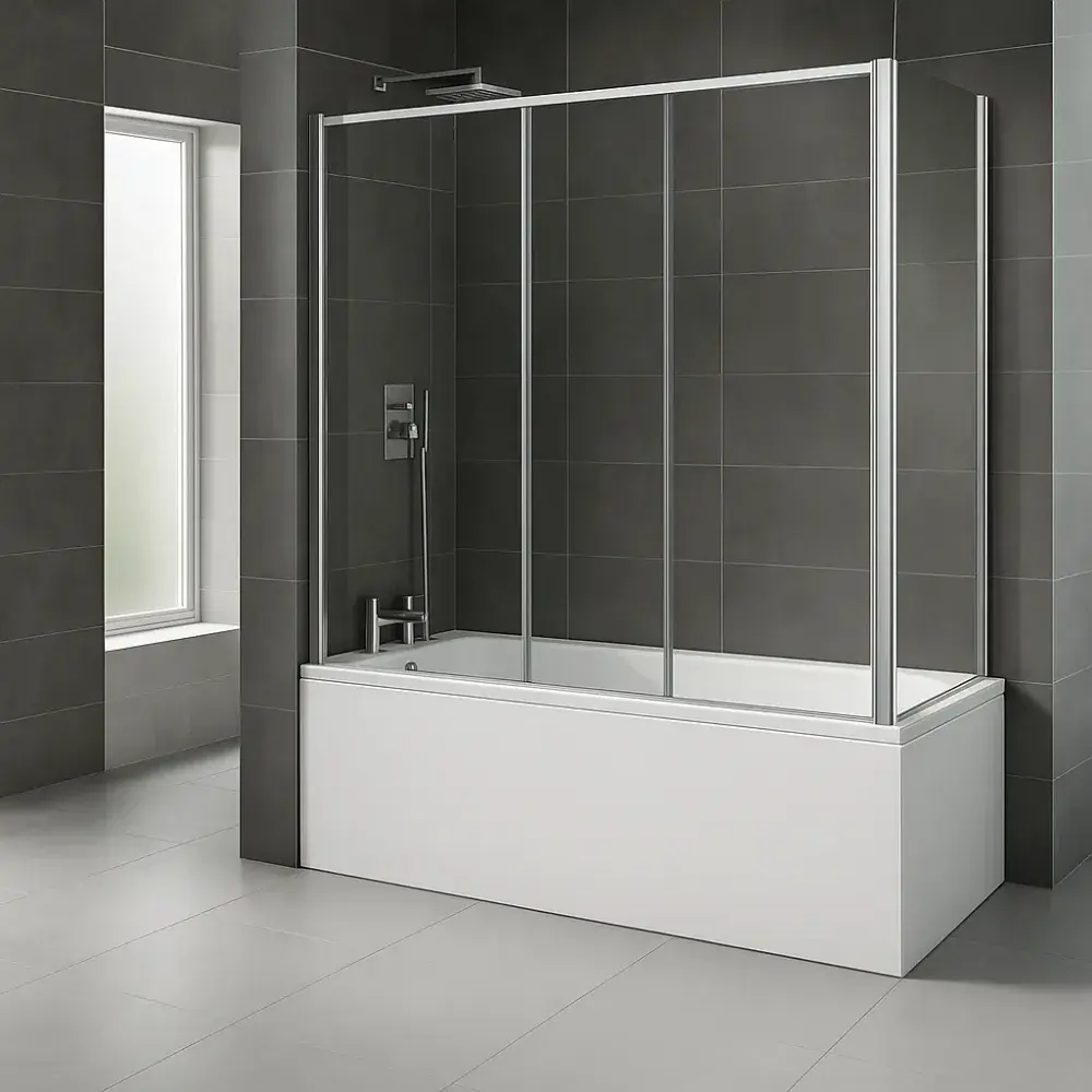 Volente 1700mm Over Bath Slider Screen Easy Clean 6mm Glass Optional ...