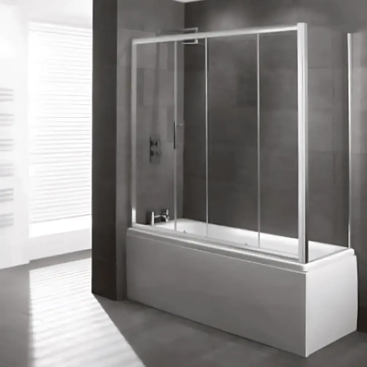 Volente 1800mm Over Bath Slider Screen Easy Clean 6mm Glass Optional Over Bath End Screen