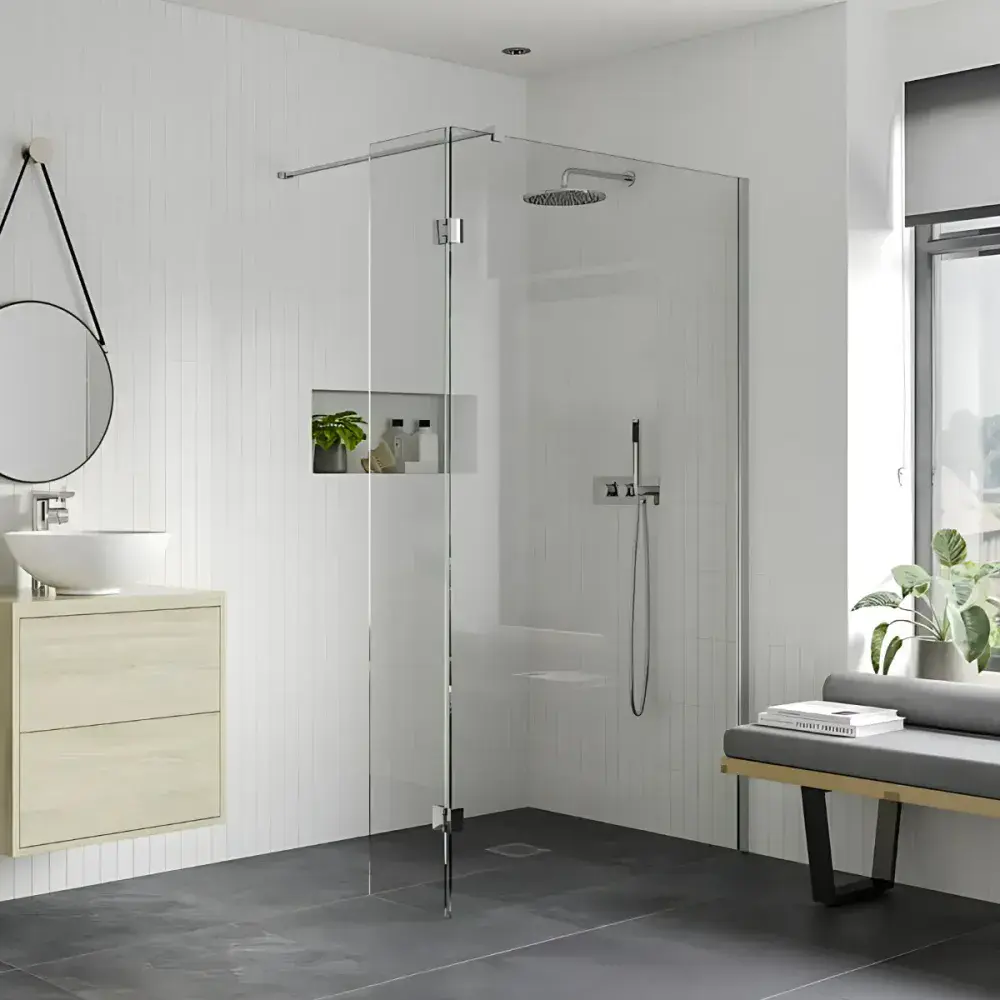 Walk in Shower Screen with Chrome Profile 8mm Glass