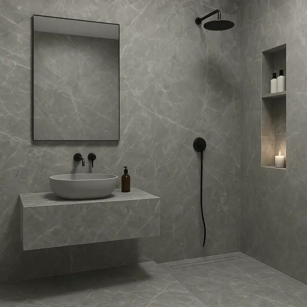 Wet Wall PVC Shower Panels - 1000mm Wide - Fino Grey