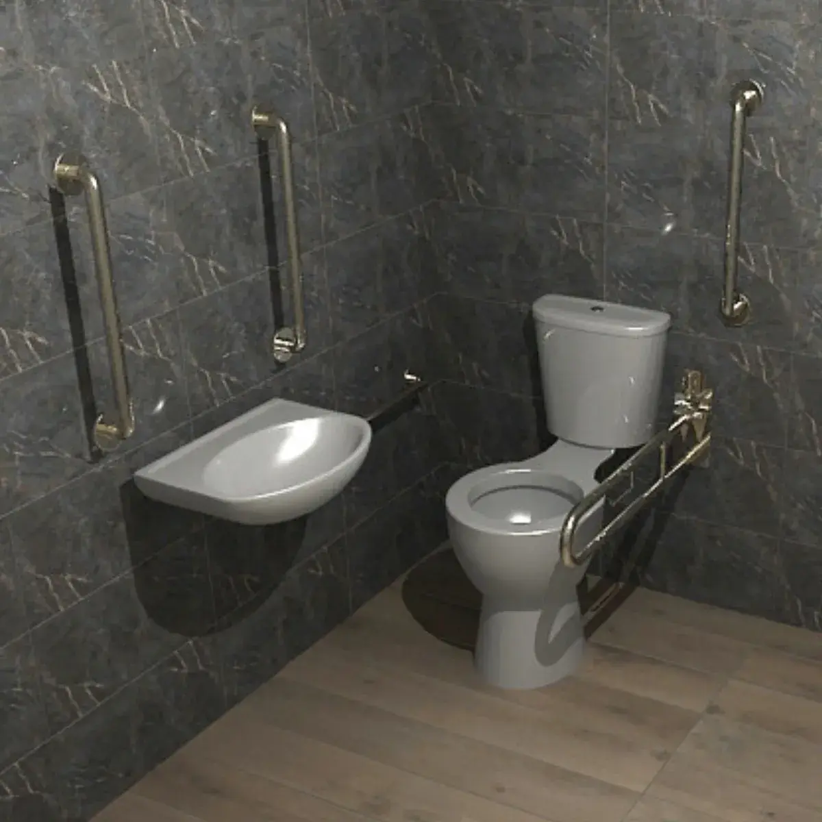 Luxury Doc M Pack with Stainless Steel Rails, Push Button Cistern